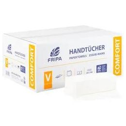 Fripa Comfort Papierhandt&uuml;cher ZZ/V-Falz, 25x23 cm, 2-lagig, hochwei&szlig; 1 Karton = 3200 T&uuml;cher