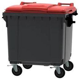 Vepa Bins Gro&szlig;raumm&uuml;llcontainer 1100 Liter mit Flachdeckel zweifarbig grau/rot