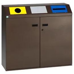 Var Wertstoffsammelstation WS 97, 3 x 80 Liter dunkelbraun
