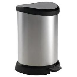 curver Deco Bin Metallic's Tretabfallbeh&auml;lter halbrund 15 Liter silber/grau