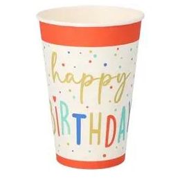 Papstar Trinkbecher, Pappe 0,2 l &Oslash; 7 cm, 9,7 cm wei&szlig; "Happy Birthday" 140 St&uuml;ck