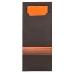Papstar Bestecktaschen 20 cm x 8,5 cm schwarz/orange "Stripes" inkl. farbiger Serviette 33 x 33 cm 2-lag. 520 St&uuml;ck