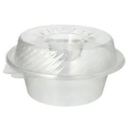 Papstar Pro Pac Feinkost-, Salatschalen, Klappdeckel PP rund 1400ml, 11,4 x 22 x 21,5 cm, Dipfach 100 St&uuml;ck