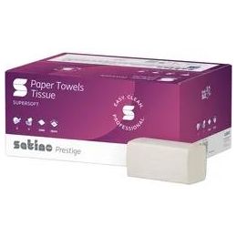 Satino by Wepa Prestige Papierhandt&uuml;cher Tissue PT3, V-Falz (ZZ), 25x23, 2-lagig, hochwei&szlig; 1 Karton = 3000 T&uuml;cher