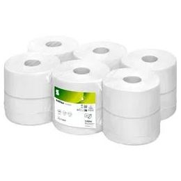 Satino by Wepa Comfort System-Toilettenpapier Mini-Jumbo Innenabwicklung CF2, 2-lagig 180 Meter 1 Pack = 12 Rollen