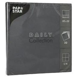 Papstar Servietten "DAILY Collection" 1/4-Falz 32 cm x 32 cm schwarz 300 St&uuml;ck