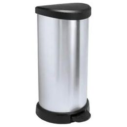 curver Deco Bin Metallic's Tretabfallbeh&auml;lter halbrund 40 Liter silber/grau