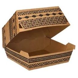 Papstar Conpax (LM) Burgerboxen, Pappe 7,8 cm x 11 cm x 11,5 cm braun "Maori" gro&szlig; 320 St&uuml;ck