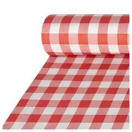 Papstar Papiertischtuch mit Damastpr&auml;gung 50 m x 1 m rot "Vichy Karo" 5 St&uuml;ck