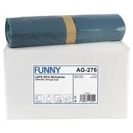 FUNNY LDPE-Regenerat M&uuml;lls&auml;cke mit Seitenfalten 160 Liter, blau, 35 my (Typ 60 extra) 250 St&uuml;ck