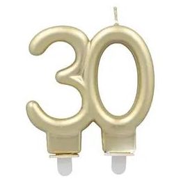 Papstar Jubil&auml;umskerzen mit Halter 7 cm gold "30" 12 St&uuml;ck