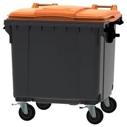 Vepa Bins Gro&szlig;raumm&uuml;llcontainer 1100 Liter mit Flachdeckel zweifarbig grau/orange