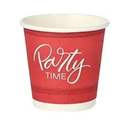 Papstar Trinkbecher, Pappe 5 cl &Oslash; 5 cm, 5 cm rot "Party Time" 1000 St&uuml;ck