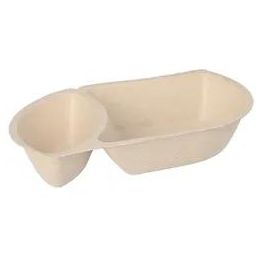 Folia PAPSTAR Conpax (LM) Snacktrays Zuckerrohr 2-geteilt 3,6 cm x 11 cm x 19,4 cm natur 500 St&uuml;ck