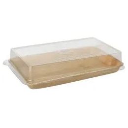 Papstar Starpak Sushi-Schalen Palmblatt eckig 200 ml 4,4 cm x 22 cm x 14,2 cm natur mit rPET Deckel "Kombipack" 50 St&uuml;ck