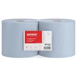 Katrin 481252 XXL Industrieputztuchrolle mit Zwischenverleimung blau, 3-lagig, 22 cm breit, 500 T&uuml;cher 2 St&uuml;ck
