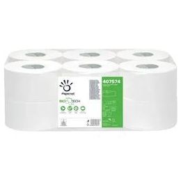 Papernet Bio Tech Superior Toilettenpapier Mini Jumborolle wei&szlig; 2-lagig, 140 Meter 1 Pack = 12 Rollen