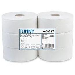 FUNNY Maxi-Jumbo-Toilettenpapier 3-lagig, hochwei&szlig;, 625 Blatt 1 Karton = 6 Rollen