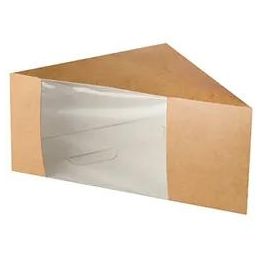 Papstar Sandwichboxen, Pappe mit Sichtfenster aus PLA 12,3 cm x 12,3 cm x 8,2 cm braun 500 St&uuml;ck