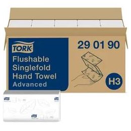 Tork 290190 Advanced Papierhandt&uuml;cher Zellstoff V-Falz 23 x 23 cm 2-lagig, wei&szlig; 1 Karton = 3750 T&uuml;cher