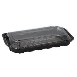 Papstar Starpak Sushi-Schalen R-PET rechteckig 21 cm x 11 cm x 4,3 cm schwarz mit transparentem Deckel 800 St&uuml;ck