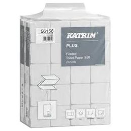 Katrin 56156 Plus Toilettenpapier 250 Einzelblatt 2-lagig (gefaltet) 1 Pack = 10000 Blatt