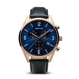 Bering Uhr 'Classic' Herren Gr&ouml;&szlig;e One Size ultramarinblau / rosegold / schwarz