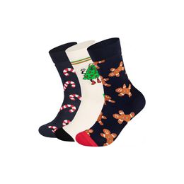 Happy Socks Socken 'Gingerbread, Happy Tree and Candy Cane' Damen Gr&ouml;&szlig;e 41/46 marine / navy / rot / wei&szlig;