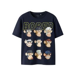 name it T-Shirt 'Bored Ape' Jungen Gr&ouml;&szlig;e 134/140 hellbeige / navy / gelb / dunkelgrau
