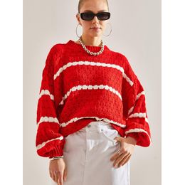 Bianco Lucci Pullover Damen Gr&ouml;&szlig;e XS/XL rot / wei&szlig;