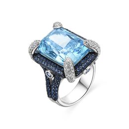 Luxenter Ring 'LIWI' Damen Gr&ouml;&szlig;e 58 hellblau / silber
