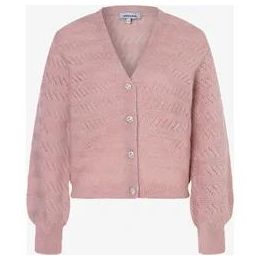More & More Ajour-Cardigan mit Glanzkn&ouml;pfen, rosa