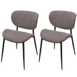 2er-Set Esszimmerstuhl MCW-O45, Bugholz Stoff (370g/m&sup2;) &Ouml;ko-Tex MVG-zertifiziert ~ Walnuss-Optik, hellgrau