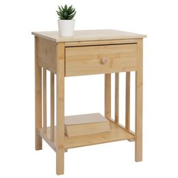 Bambus Nachttisch MCW-O72, Nachtkonsole Beistelltisch Nachtschrank Schrank, Schublade Fach 55x40x30cm