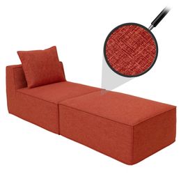 Chaiselongue/Zubehör für Sofa MCW-O54, Sessel Ottomane Recamiere, Stoff/Textil (300g/m²) 63x75x194cm ~ terrakotta