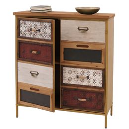 Apothekerkommode MCW-O79, Schrank Highboard Stauf&auml;cher, Vintage Shabby-Look 94x80x35cm, rot/blau