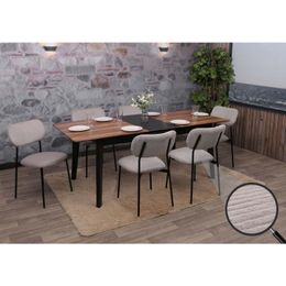 6er-Set Esszimmerstuhl MCW-O26, K&uuml;chenstuhl Polsterstuhl Stuhl, Cord (330g/m&sup2;) Stoff/Textil Metall ~ hellgrau