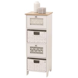 Kommode MCW-O75, Schubladenschrank, 4 Schubf&auml;cher Korbschubladen Holz Melamin 82x30x30cm ~ natur-wei&szlig;