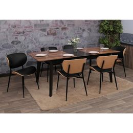 6er-Set Esszimmerstuhl MCW-O45, Stuhl, Bugholz Kunstleder 280g/m&sup2; &Ouml;ko-Tex MVG ~ natur, schwarz