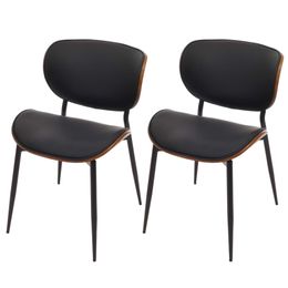 2er-Set Esszimmerstuhl MCW-O45, Stuhl, Bugholz Kunstleder 280g/m&sup2; &Ouml;ko-Tex MVG ~ Walnuss-Optik, schwarz
