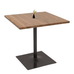 Bistrotisch MCW-H10, Bartisch Thekentisch, Industrial Gastronomie Ulme Holz MVG-zertifiziert 75x80x80cm ~ hellbraun