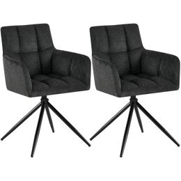 CLP Esszimmerst&uuml;hle 2er Set, Sessel Jonah drehbar mit Armlehnen, moderne Drehst&uuml;hle mit Stoff f&uuml;r Wohnzimmer, bis 150 kg belastbar