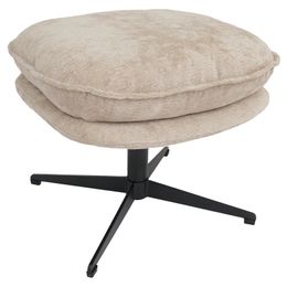 Hocker mit Polster MCW-P32, Sitz-/Fu&szlig;hocker Fu&szlig;ablage Ottomane Stoff/Textil Chenille (370 g/m&sup2;) ~ creme