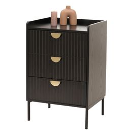 Kommode MCW-O39, Highboard Schrank, 3 Schubladen Melamin MDF 95x50x42cm ~ Holzoptik schwarz