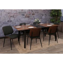 6er-Set Esszimmerstuhl MCW-O44, K&uuml;chenstuhl Stuhl, Bugholz Stoff (370g/m&sup2;) &Ouml;ko-Tex MVG ~ Walnuss-Optik, dunkelgrau