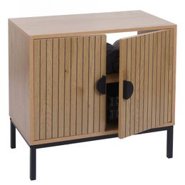 Waschbeckenunterschrank MCW-O42, Schrank Badezimmer Badschrank mit 2 T&uuml;ren, MDF Melamin 62x63x35cm ~ Holzoptik natur