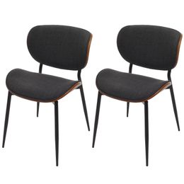 2er-Set Esszimmerstuhl MCW-O45, Bugholz Stoff (370g/m&sup2;) &Ouml;ko-Tex MVG-zertifiziert ~ Walnuss-Optik, dunkelgrau