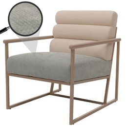 Lounge-Sessel MCW-O38, Cocktail-/Polstersessel Clubsessel, Stoff/Textil (420 g/m²) Metall MVG ~ beige, Polster blau-grün