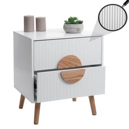 Nachttisch MCW-N89, Kommode Beistelltisch Nachtschrank, 3D-Design Schublade Melamin Holz, 55x48x41cm ~ wei&szlig;