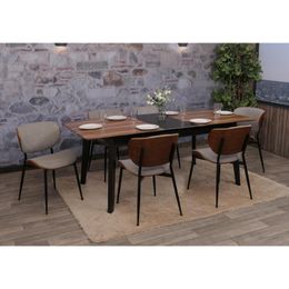 6er-Set Esszimmerstuhl MCW-O45, Bugholz Stoff (370g/m&sup2;) &Ouml;ko-Tex MVG-zertifiziert ~ Walnuss-Optik, hellgrau